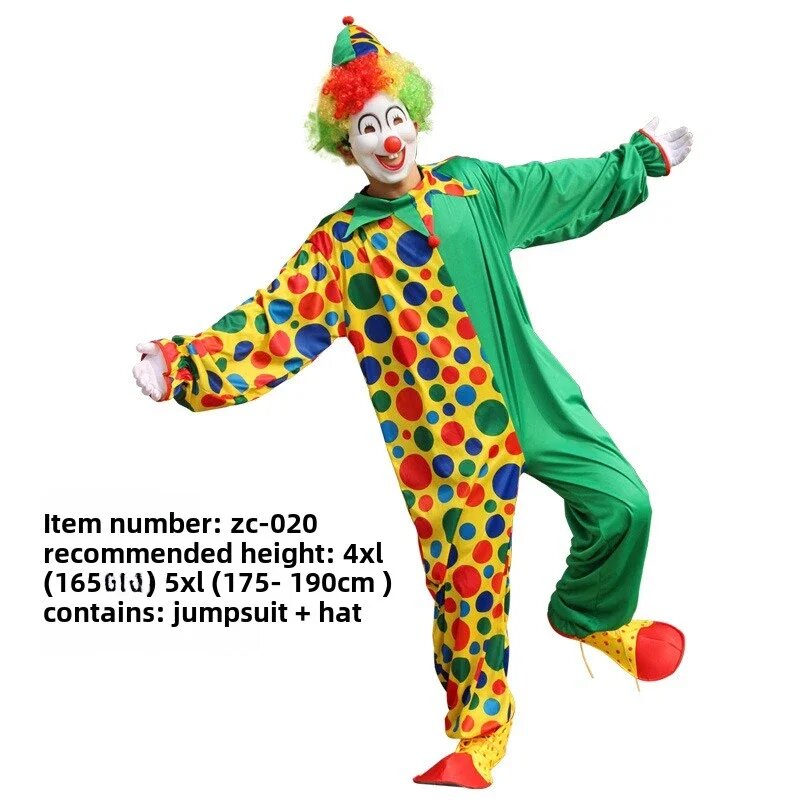 Костюмы клоуна Радужного клоуна для взрослых 4XL, ZC-020