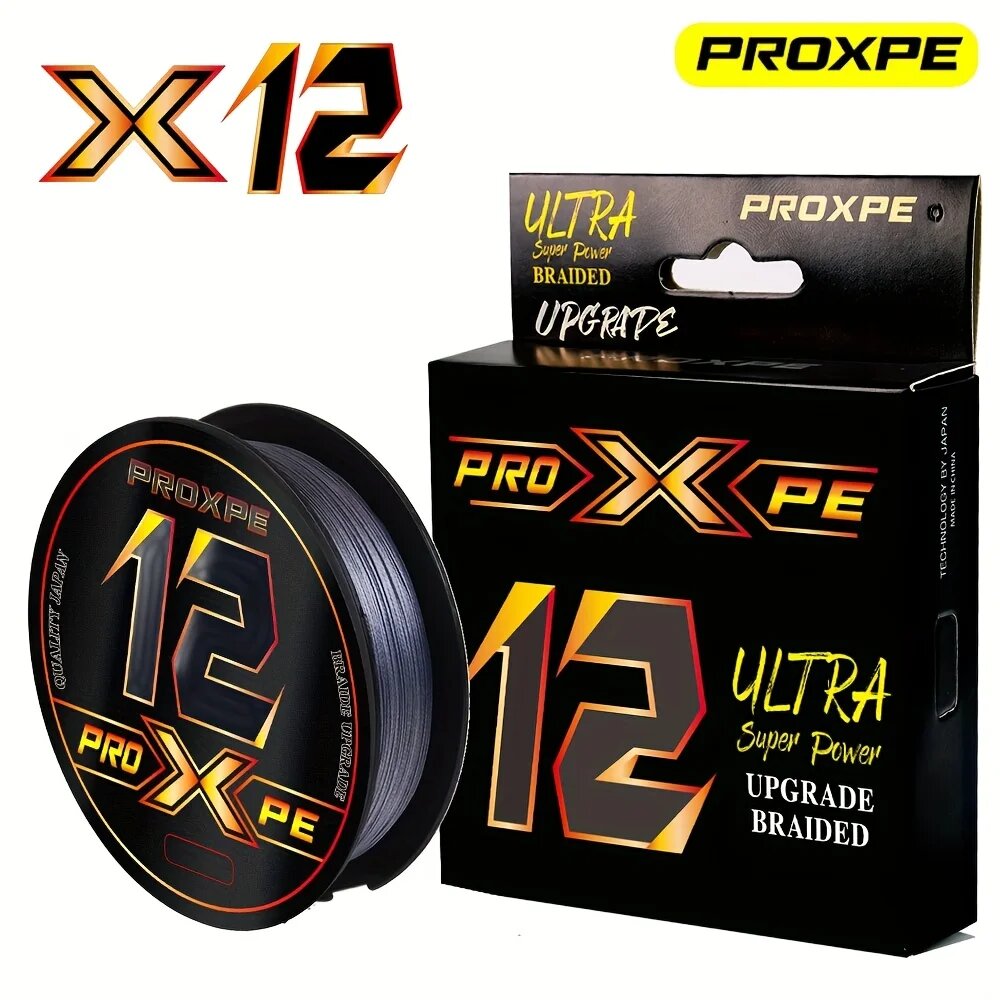 PROXPE 12-жильная плетеная леска для карпа 100м 100M-0.23MM-45LB-2.0, Grey