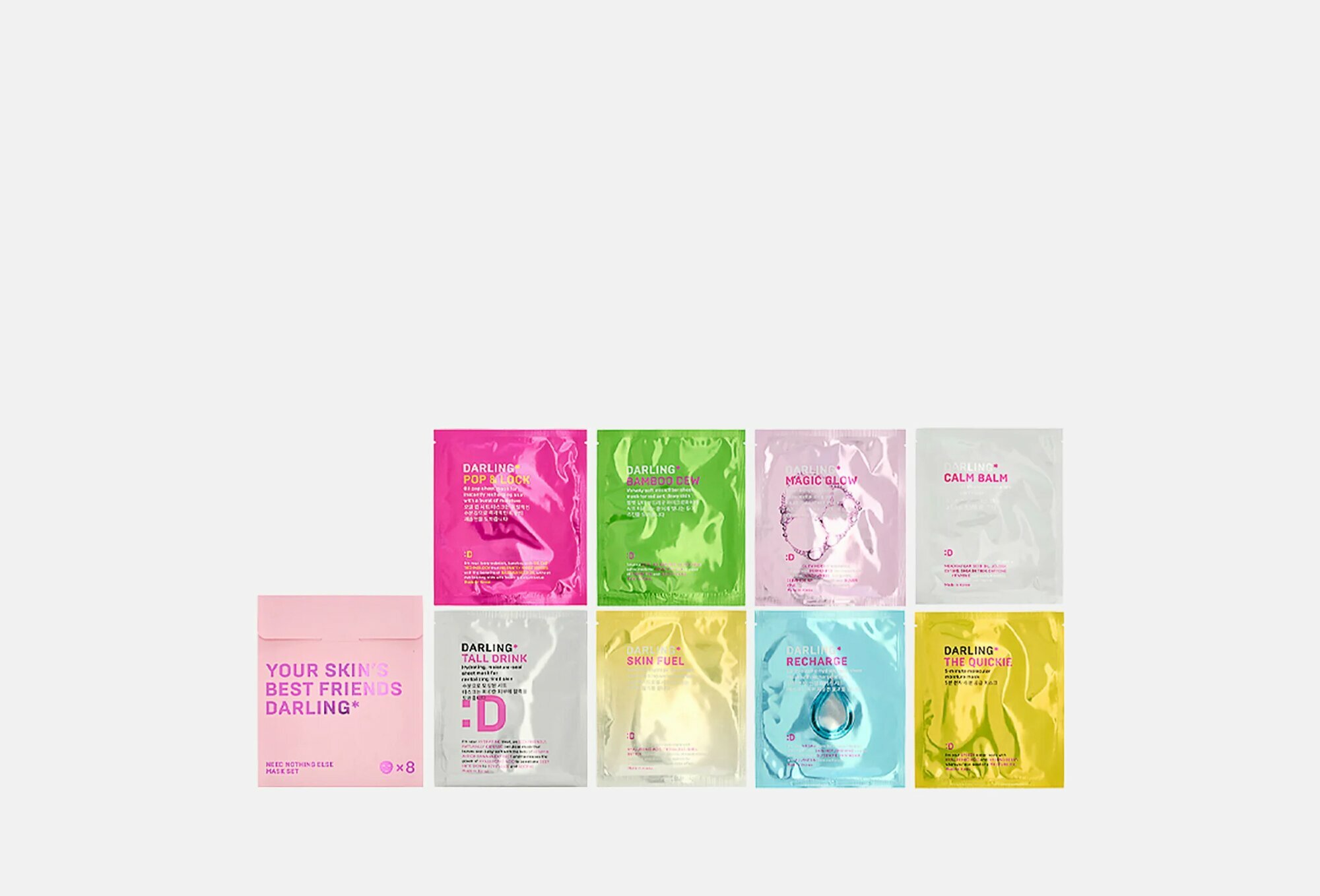 Набор масок Darling, увлажнение, омоложение, гелевая и тканевая 8 шт