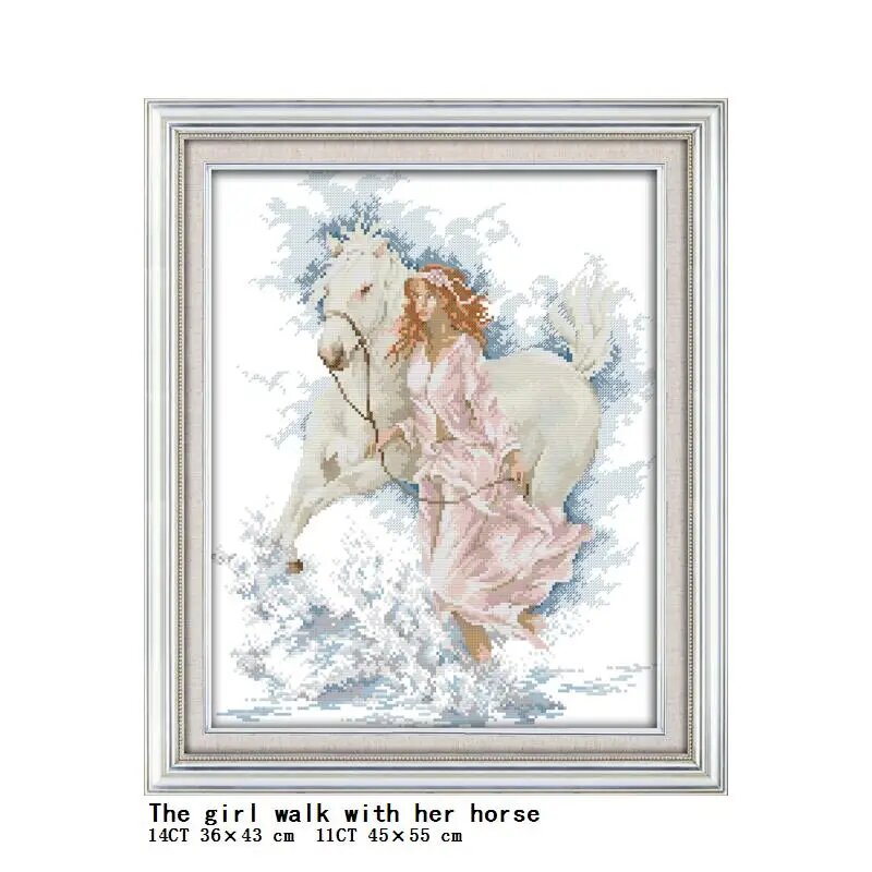 Набор для вышивки крестиком Joy Sunday, персонаж, белая ткань R957, 14CT Unprinted