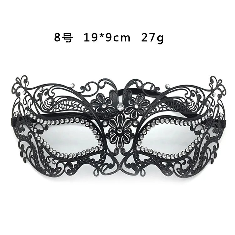 Металлическая маска с бриллиантами черная 8