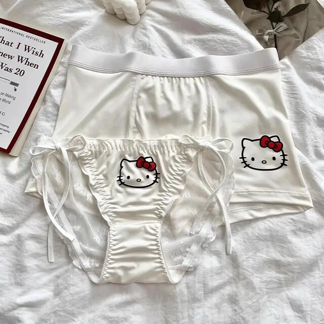 Синие шелковые трусы Hello Kitty Ice Silk с регулируемой талией, симпатичные женские трусы-боксеры для мужчин, гладкие, дышащие, новые