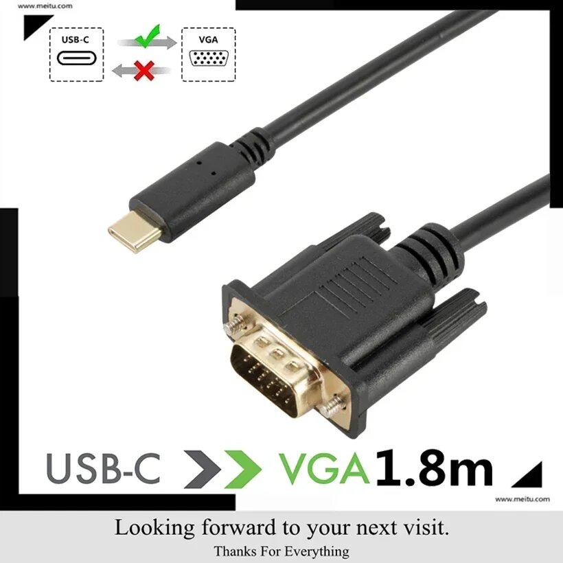 MnnWuu Кабель USB C к VGA 1080P 1,8 м