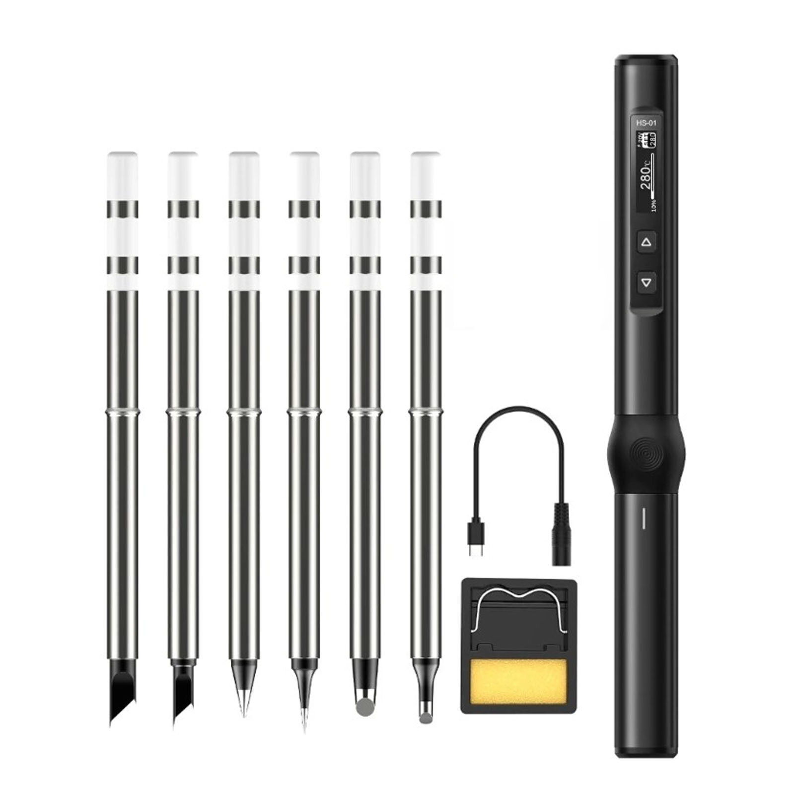 Электрический паяльник с цифровым дисплеем, регулировкой температуры, быстро нагревающийся, мини-паяльник DC9‑24 В, черный