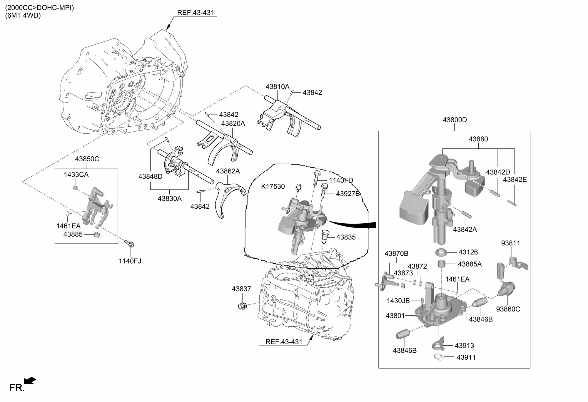 Механизм переключения передач КПП для Hyundai Tucson 2018-, Sportage 2018-2022 * Оригинал MOBIS арт.4380032602
