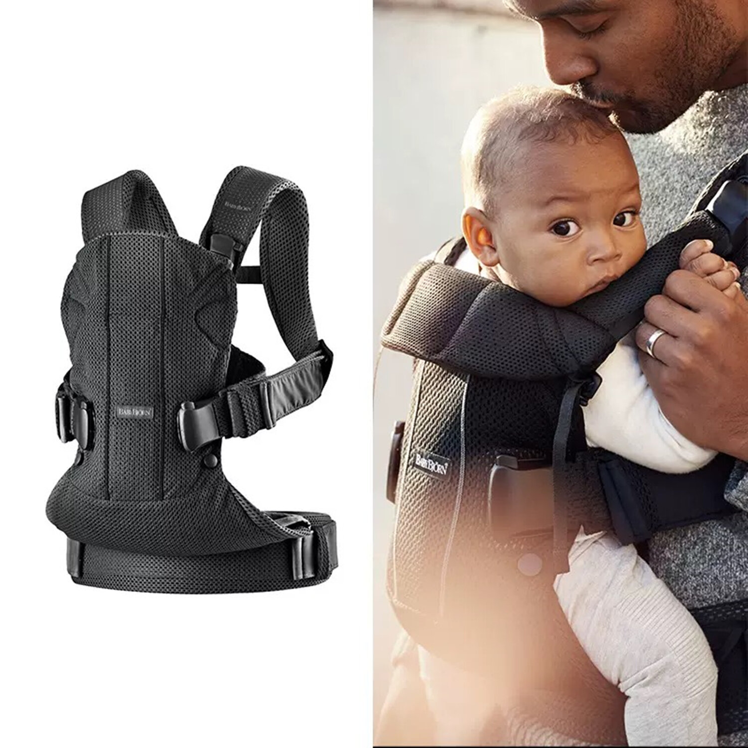 Слинг-эргорюкзак BabyBjorn One Air 3D Mesh для переноски ребенка с рождения и до 3 лет, 3 положения, Чёрный