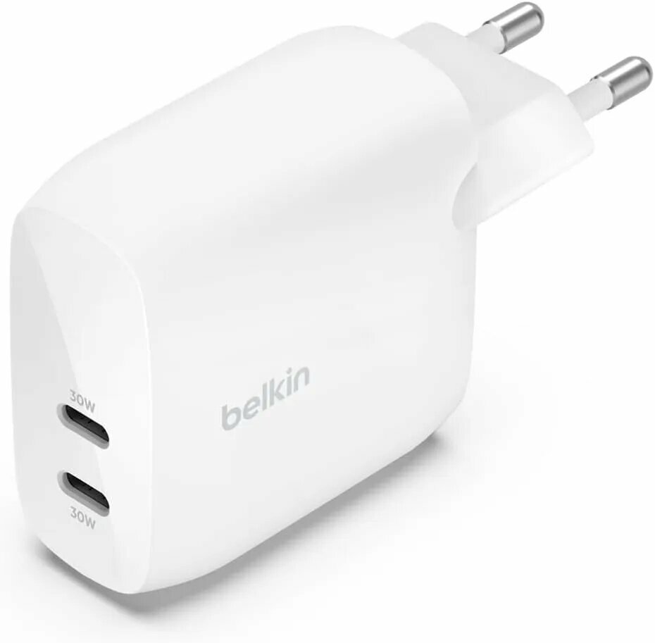 Сетевое зарядное устройство Belkin Dual Wall BoostCharger 2 USB-C, 60 Вт