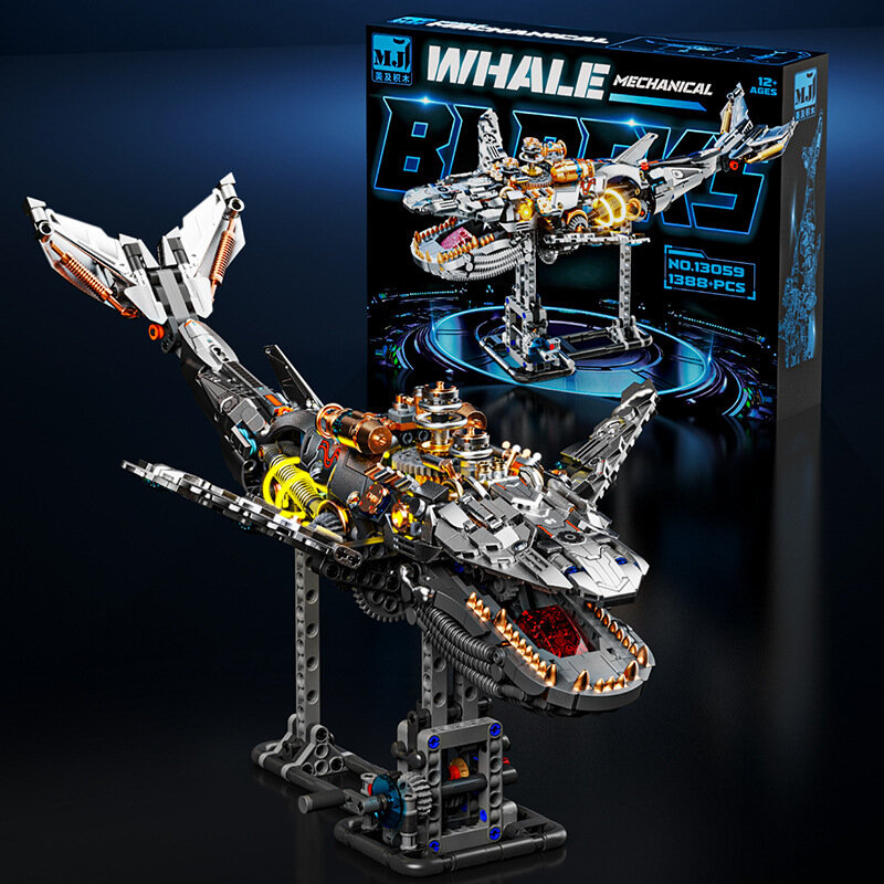 Совместимость с механическими строительными блоками LEGO в виде животных, китов, детская образовательная собранная модель акулы, динозавра, игрушка для мальчика, подарок