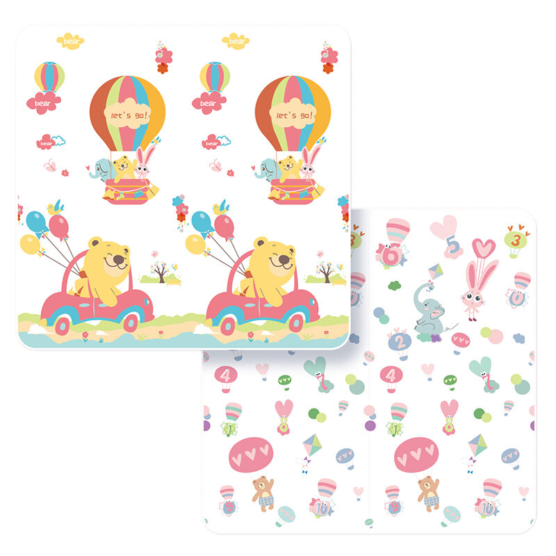 Детская игра с утолщенным. Предотвращение проскальзывания без эластичных рук Складывая мат -коврик для младенцев Happy Bear Daily Animal Crz Flotsable 180x200x1см/70,9x78.7x0,4 дюйма