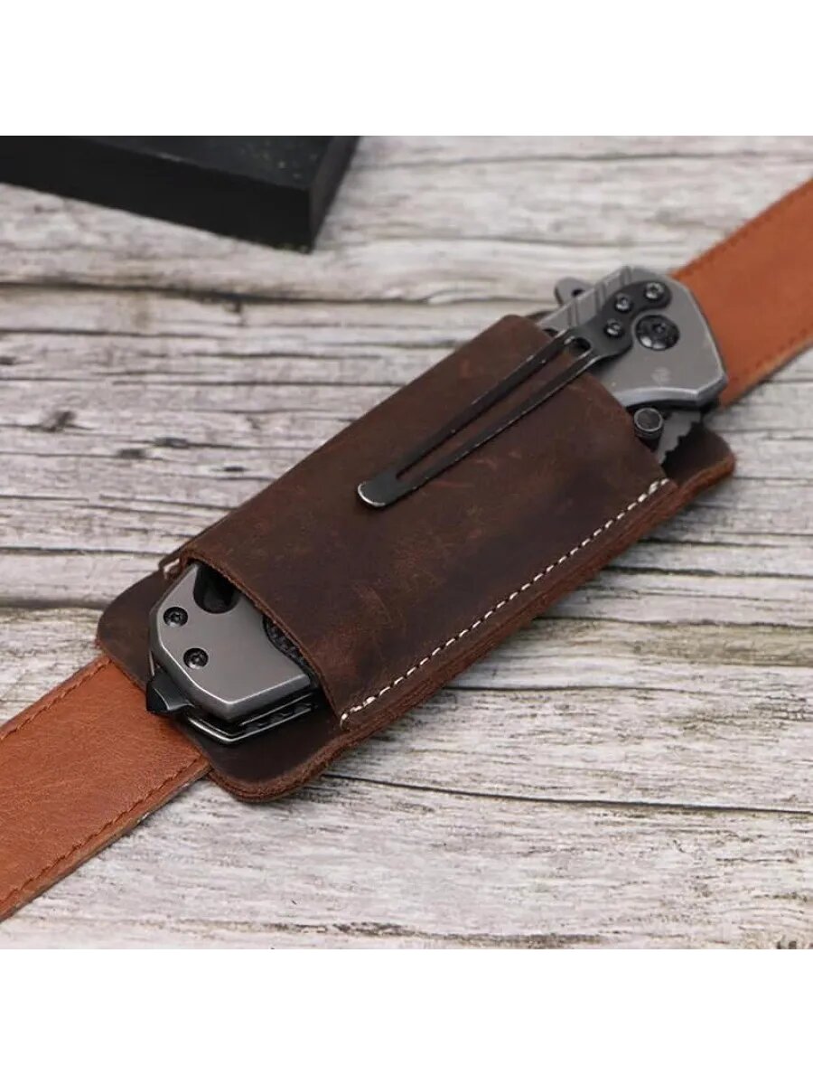 Кожаный горизонтальный ножны для ремня ручной работы