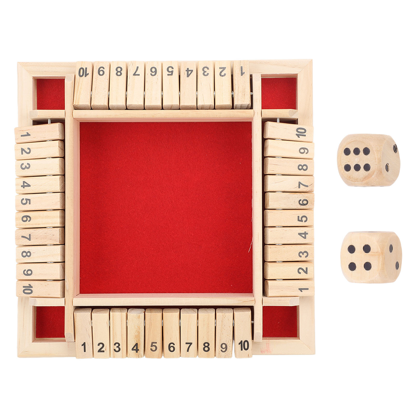 4-сторонняя игра в кости с закрытой коробкой, деревянная доска, настольные игры в кости, обучающая математике цифра, игрушка для взрослых, детей, красная фланель