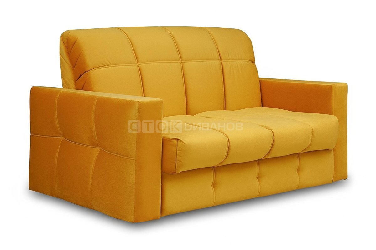 Диван Сток Диванов Соната, желтый велюр, 160 см, механизм аккордеон на металлокаркасе