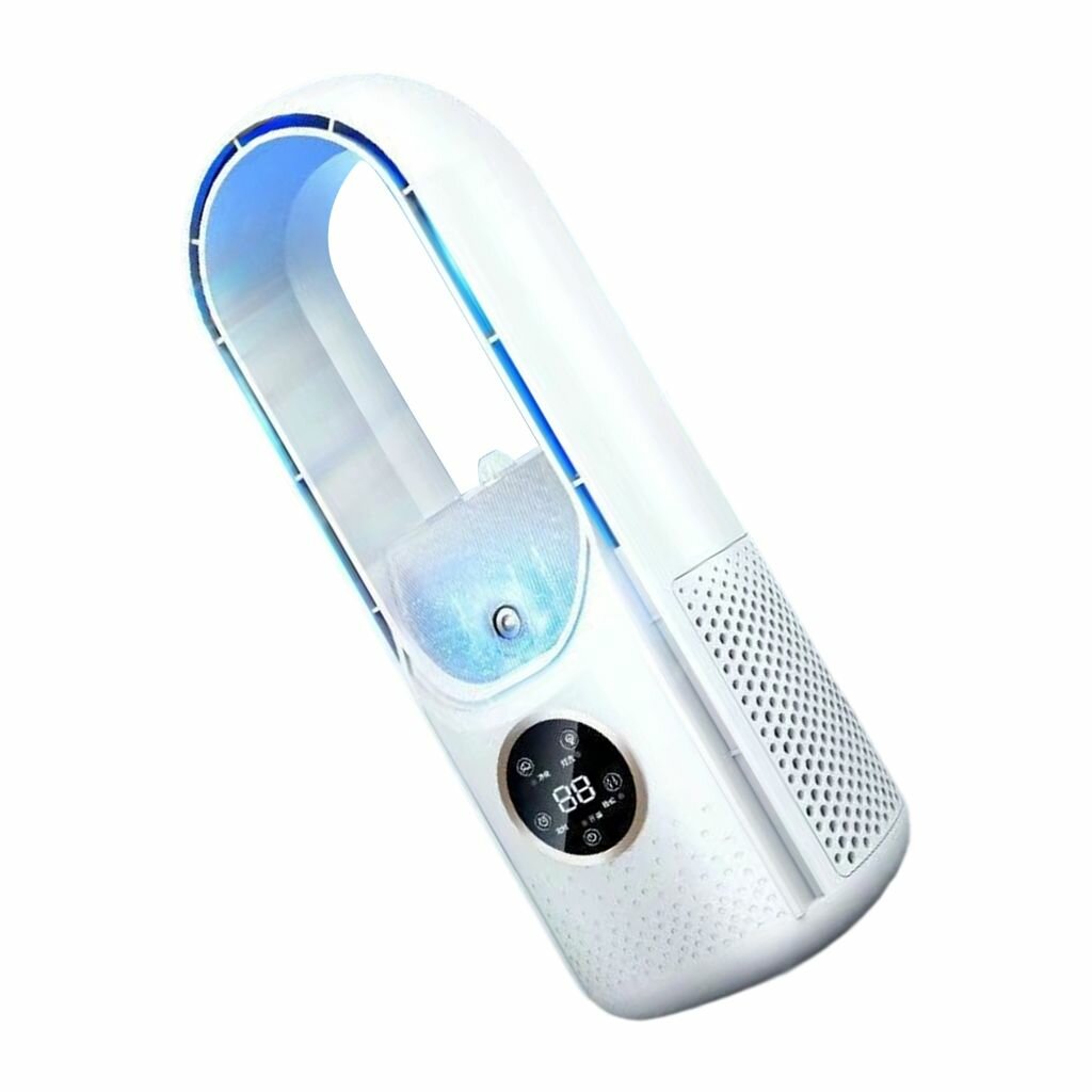 Безлопастной вентилятор с функцией распыления воды, портативное решение для охлаждения, подходит для детей и владельцев домашних животных, Белый