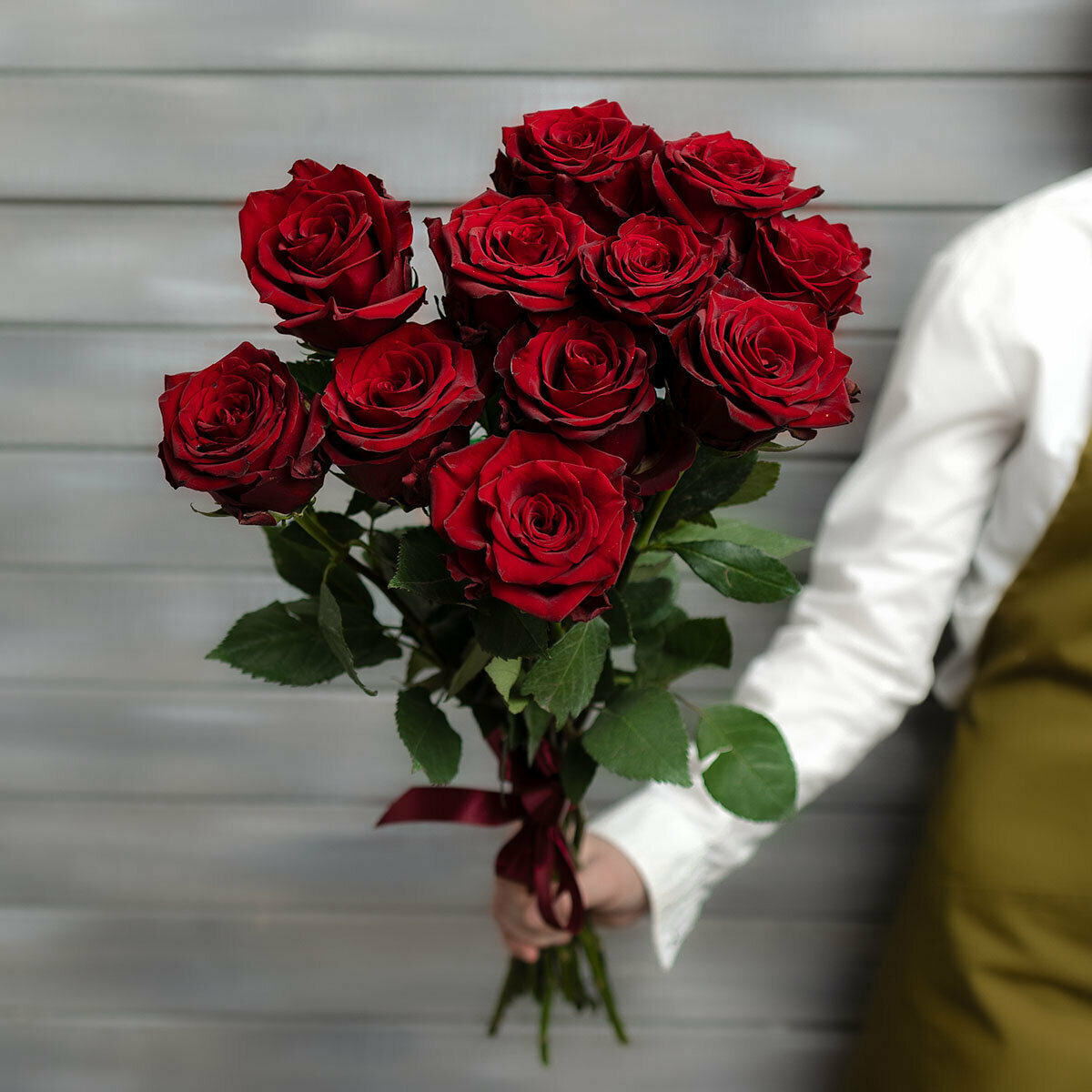 11 красных роз Эквадор, высота 50 см, монобукет от Букет Маркет