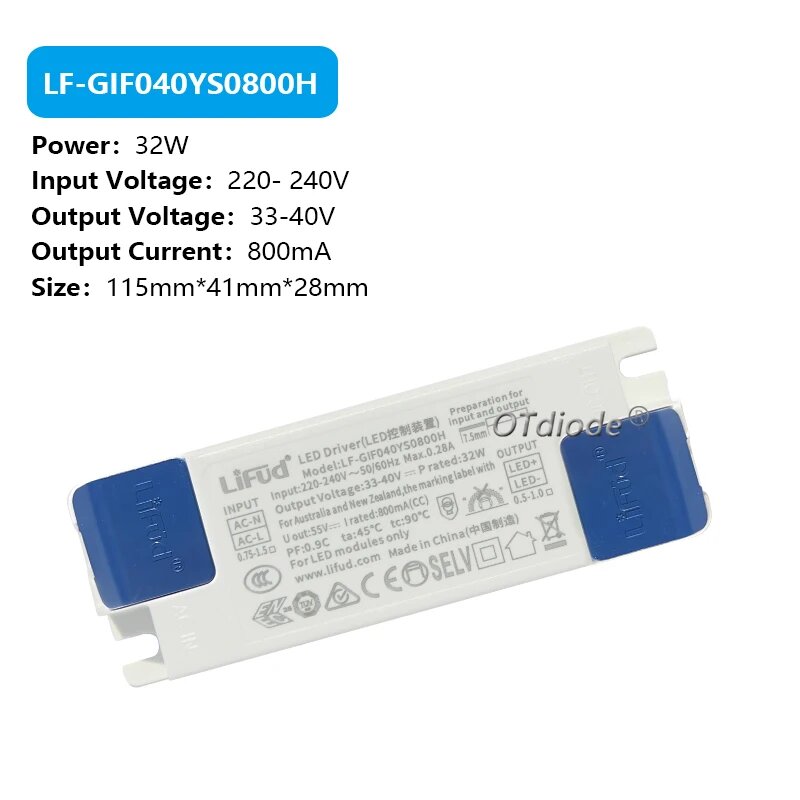 Трансформатор Lifud LF-GIRxxxYS 220В 25-60Вт LF-GIF040YS0800H, 5pcs