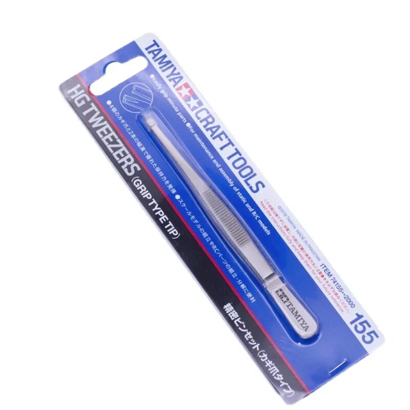 Пинцет TAMIYA 74155 HG (наконечник ручки) Прецизионный пинцет из нержавеющей стали с прямой головкой, зажим с крючком, инструменты для изготовления моделей