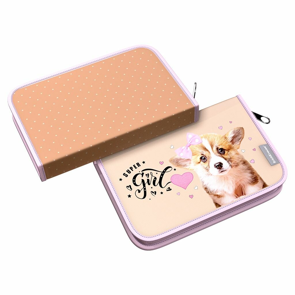 Пенал-книжка без наполнения Корги текстиль 135х205х30мм 1 отд. ErichKrause