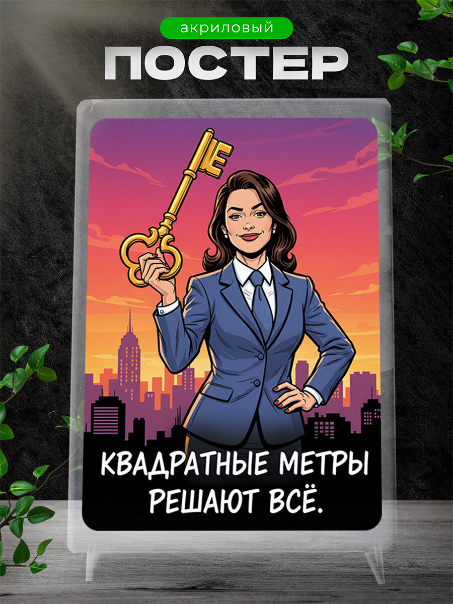 Акриловый постер на подставке с цветным принтом на подставке ко дню риэлтора