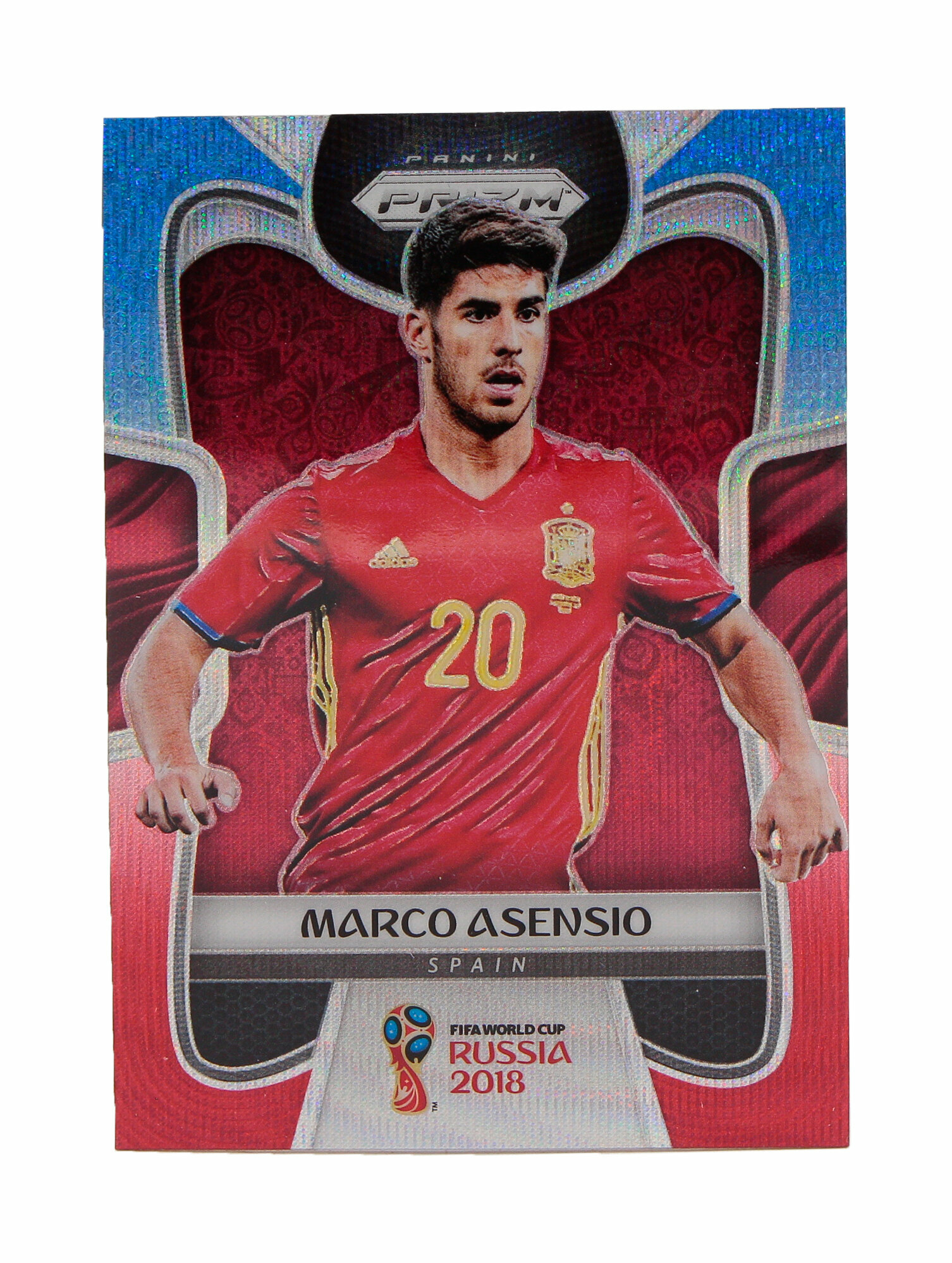 Коллекционная карточка Panini Prizm FIFA World Cup Russia 2018: #205 Marco Asensio - Blue Red Wave