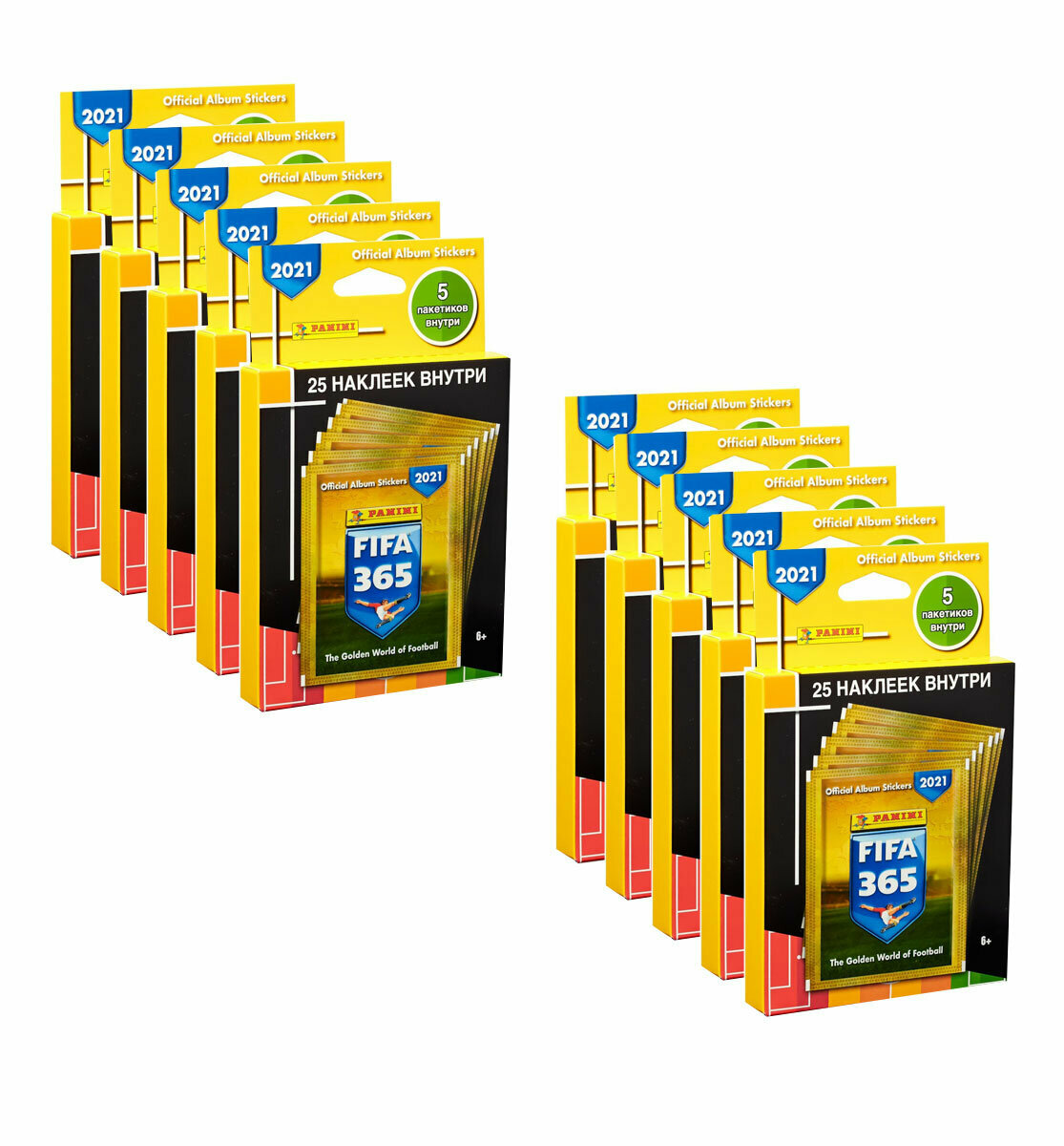 Наклейки для коллекционирования Panini FIFA 365-2021, 10 блистеров - 250 наклеек
