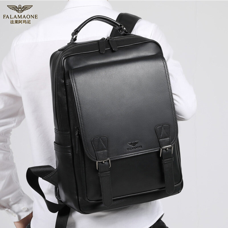 Falai Armani новый мужской рюкзак повседневный деловой из натуральной кожи компьютерная модная брендовая сумка