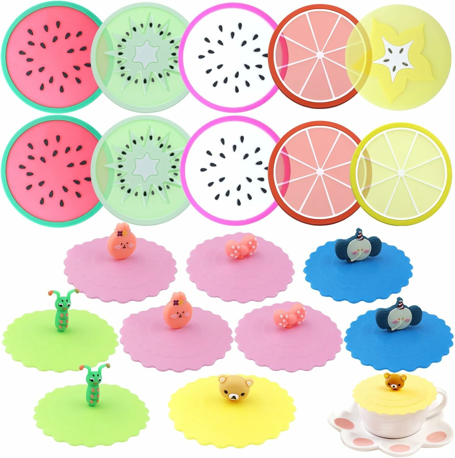 10 силиконовых крышек для чашек с 10 силиконовыми подносами для кофейных чашек, чайных чашек и стеклянных сервизов