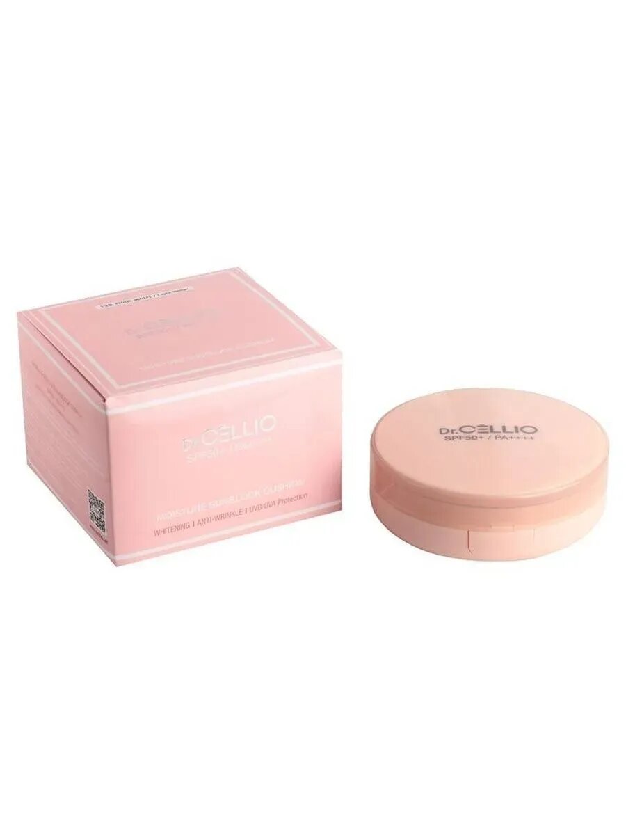 Тональный крем Dr.Cellio Make Up Moisture Sunblock Cushion, Кушон для лица солнцезащитный увлажняющий, тон 21