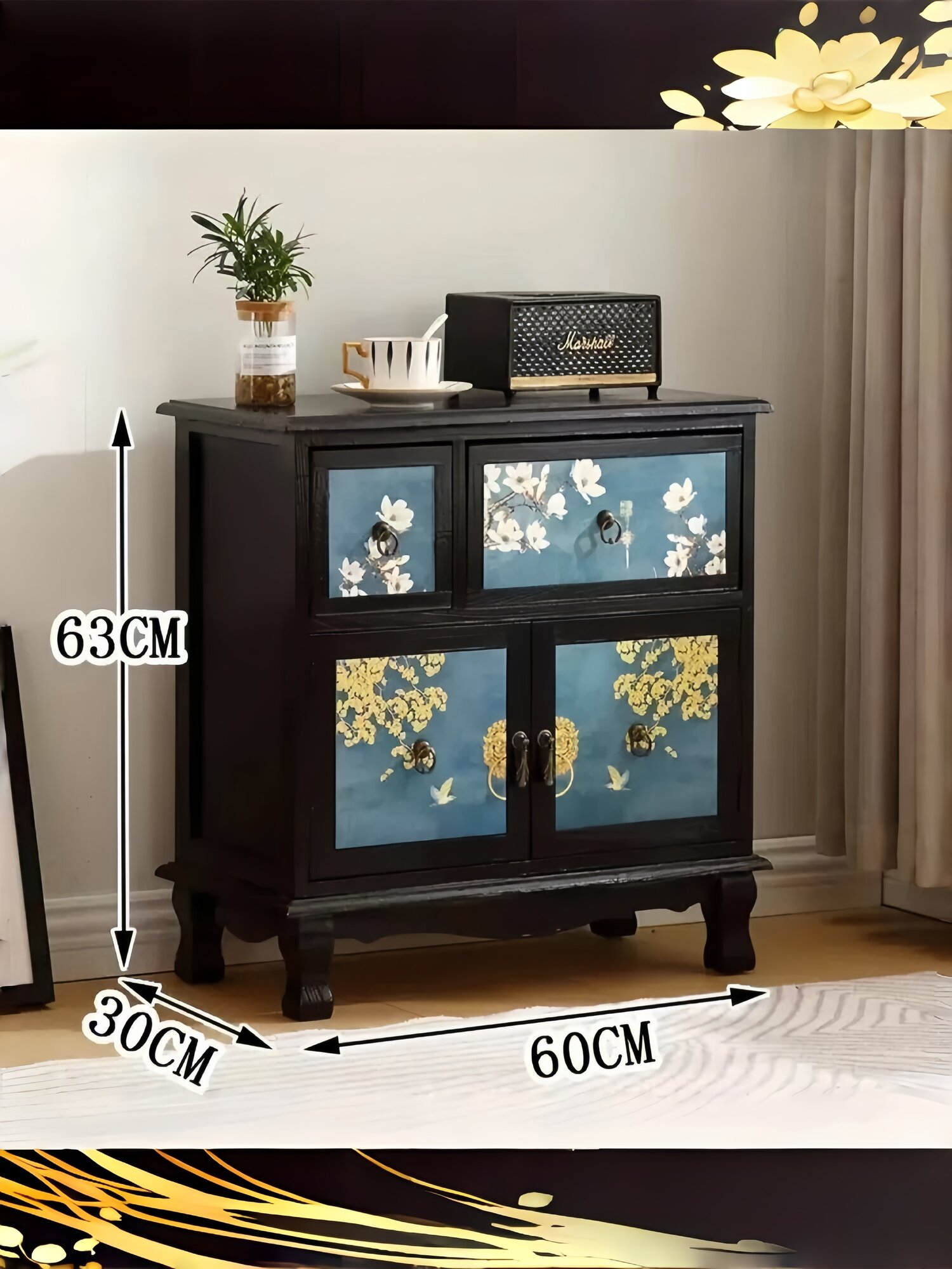 Комод Z617, массив дерева, цвет B, 60 х 30 х 63 см, с ящиками