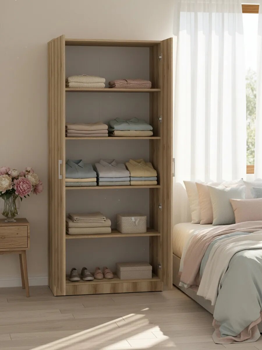 Деревянный шкаф FRESTER распашной с полками в спальню и прихожую, от производителя