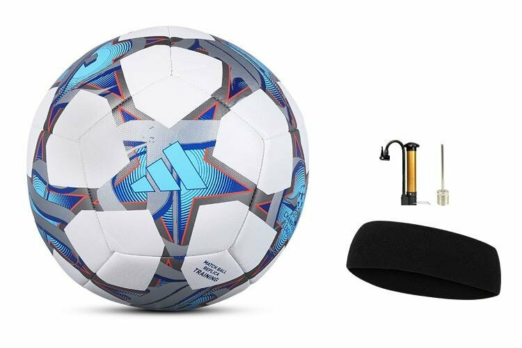 Футбольный мяч унисекс Adidas, белый синий, размер 5 EU, сшит машинной ниткой