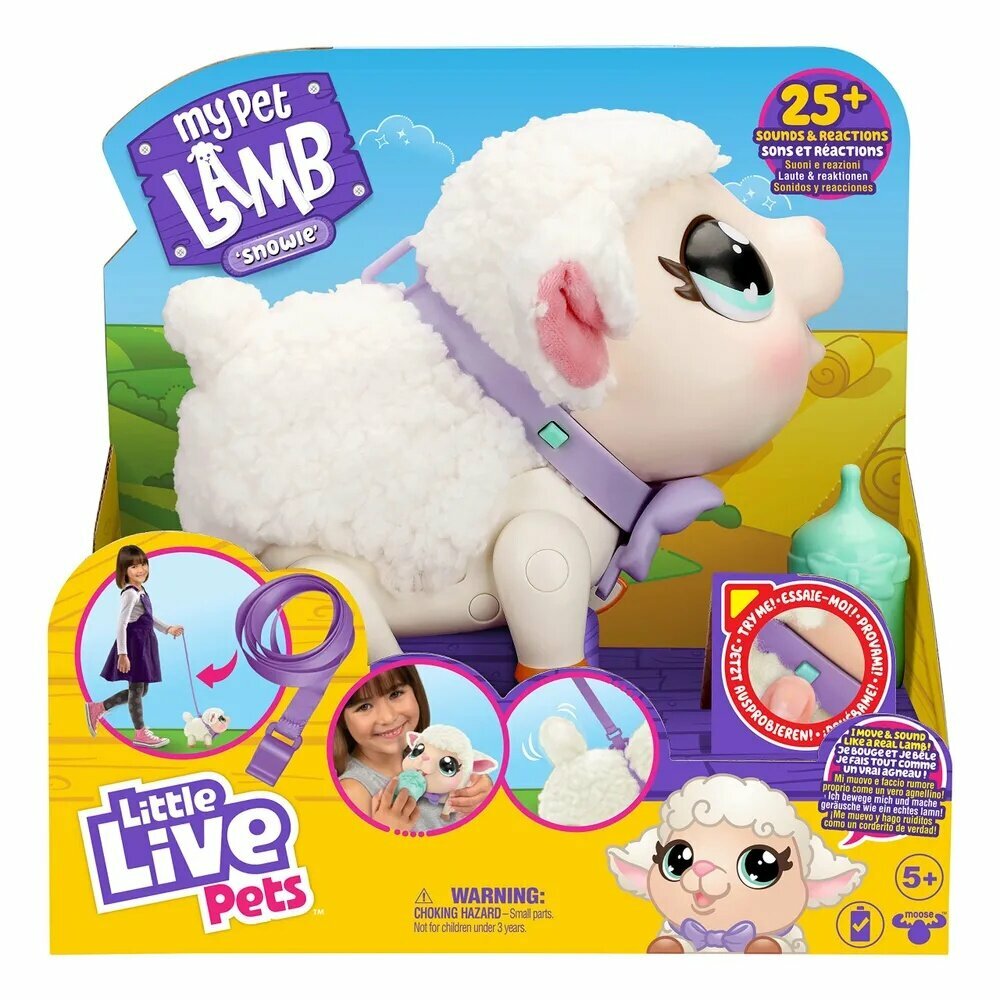Moose Little Live Pets My Pet Lamb / Мягкая интерактивная механическая игрушка для домашних животных с более чем 25 звуками и откликами для детей от 5 лет и старше.