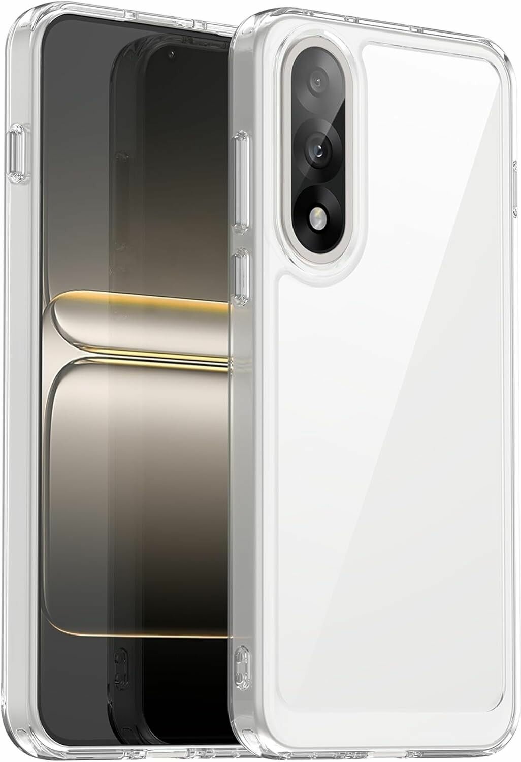 Чехол на OnePlus Nord 5 пластиковый с силиконовой окантовкой прозрачный