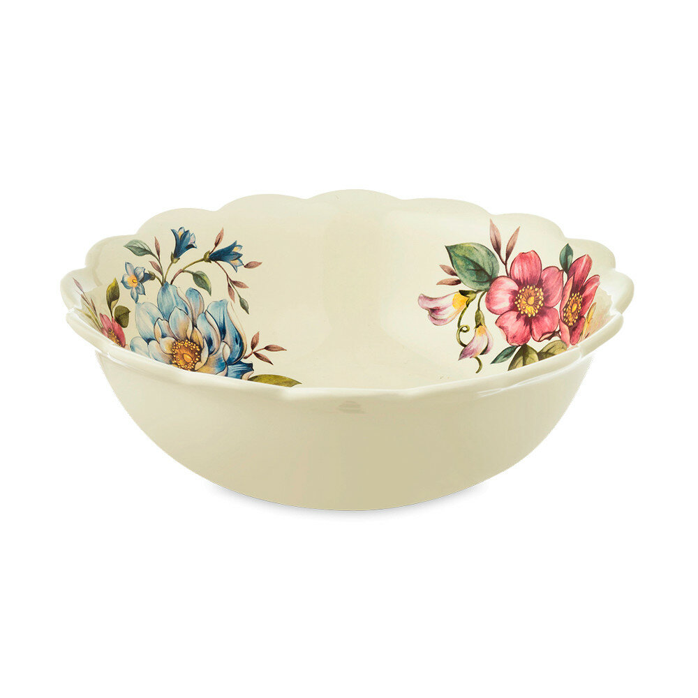 Салатник, 26 см, керамика, белый, декор 7410/1-PDP Petali Di Primavera