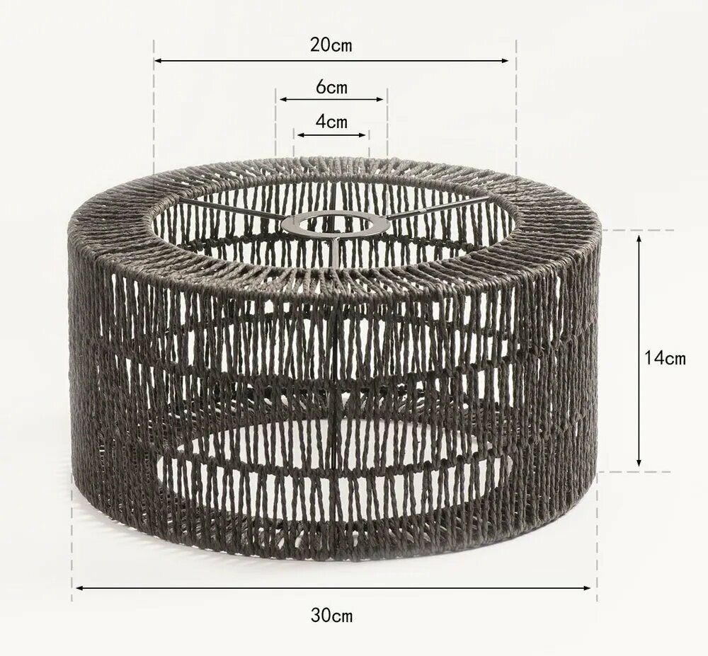 Плетеный ротанговый абажур в богемном стиле, цилиндрический, для подвесных светильников, бра и торшеров. Ручная работа, деревенский декор. Диаметр 20 см, высота 30 см.