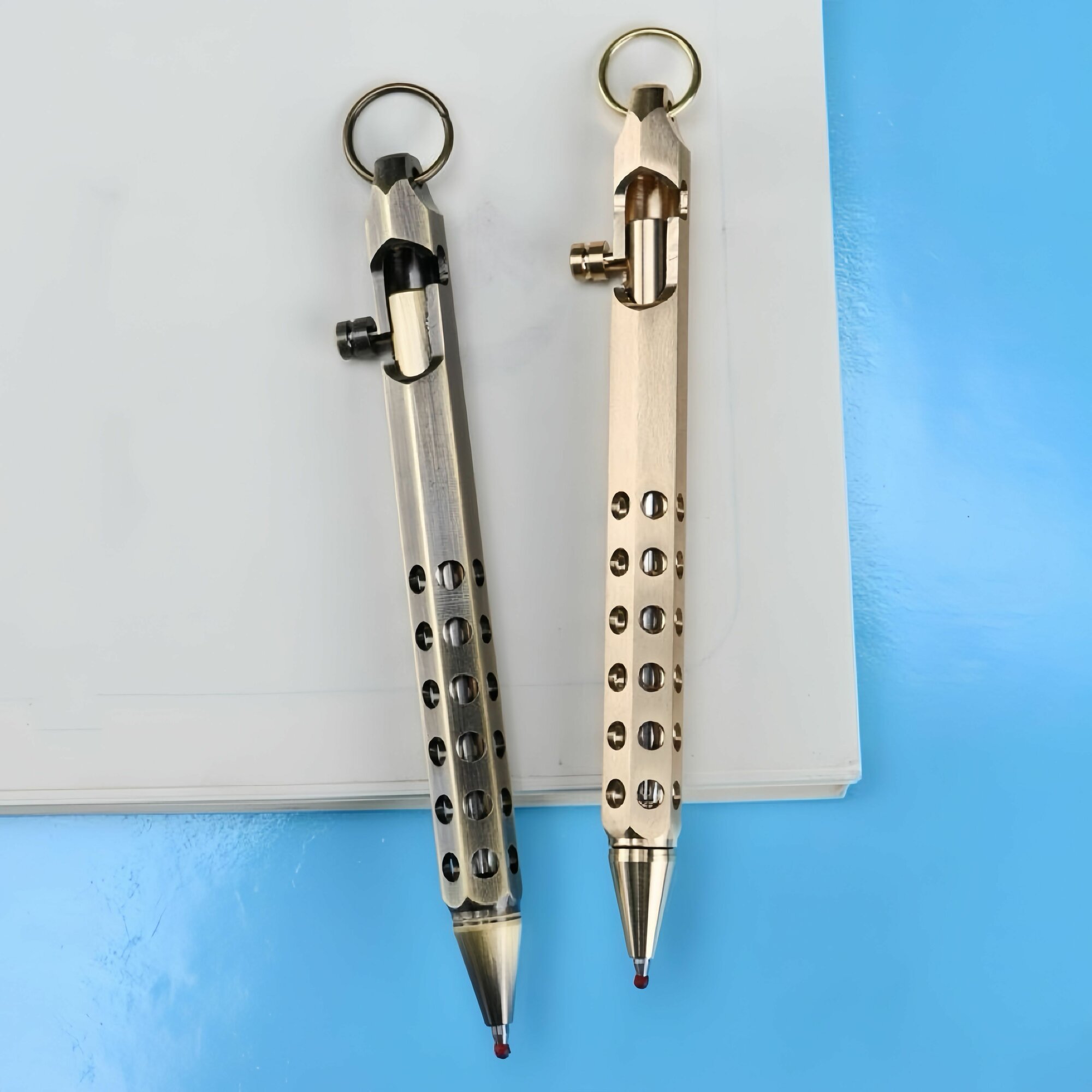 Болт Шестиугольная твердая латунная карманная металлическая тактическая ручка с 5 стержнями для бизнеса, Рождества, подарков на день рождения