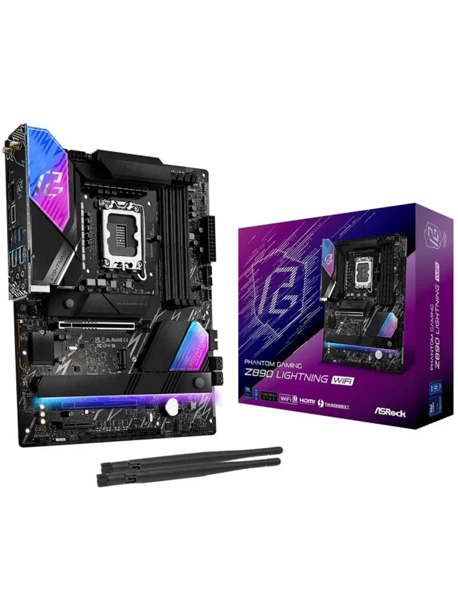 Материнская плата ASRock Z890 LIGHTNING WIFI ATX LGA1851 Intel Z890 4xDDR5 (256ГБ)