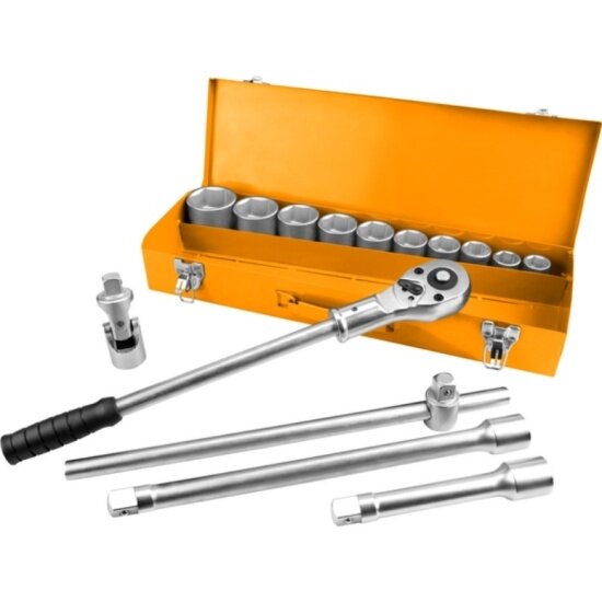 Набор торцевых головок Tolsen с принадлежностями 3/4", шестигранные, 22-50 мм, 15 предметов