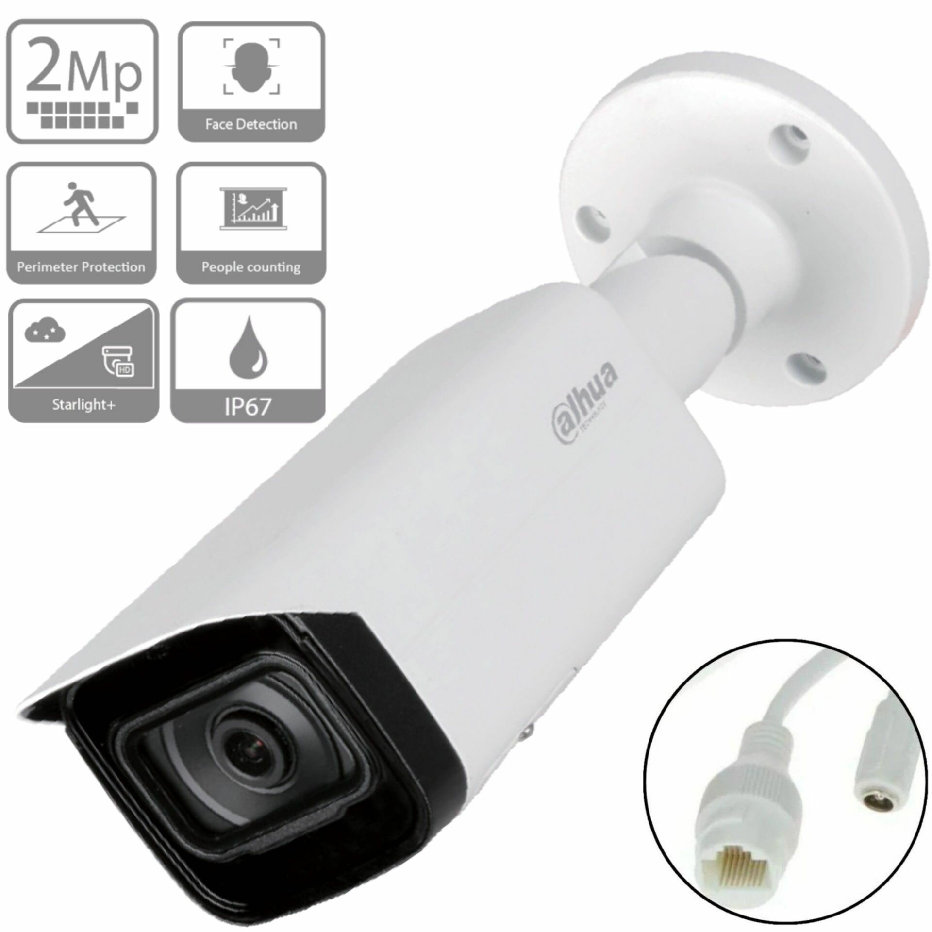 Dahua DH-IPC-HFW5241TP-ASE-0280B 2Мп 2,8 мм камера видеонаблюдения IP внутренняя и уличная, цифровая цилиндрическая IP-видеокамера для улицы и помещений с ИК-подсветкой, 1920x1080 Full HD, CMOS 1/2.8"