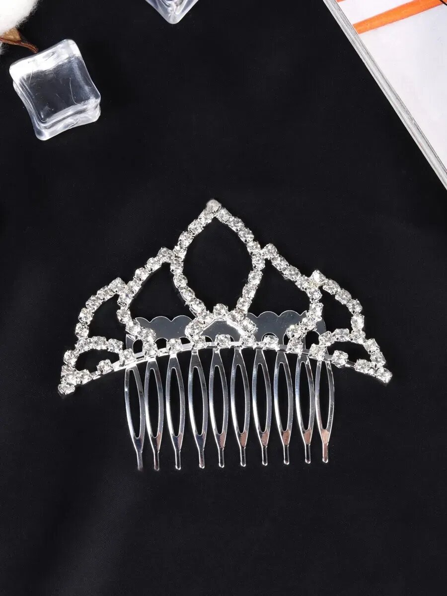 Диадема для волос Медея лепесток, 8х7 см, серебро