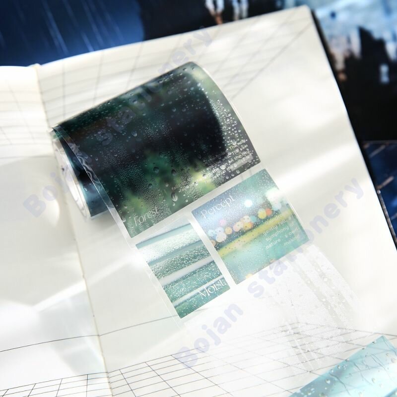 Декоративная клейкая лента Mr.Paper, рулон 200 см, тема Дождливый день для скрапбукинга, декора альбомов, обклейки чехлов и открыток