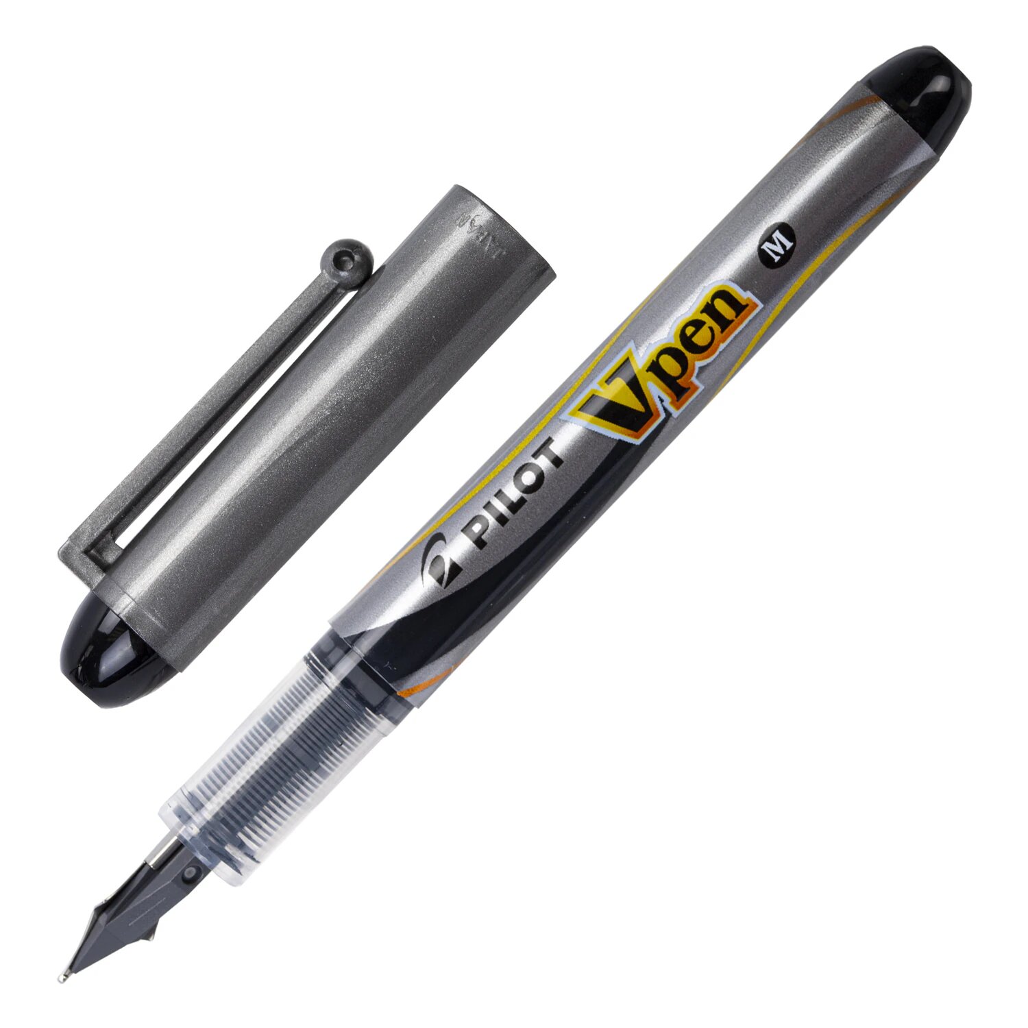 Комплектация 1 шт. Ручка перьевая PILOT V-Pen, черная, корпус серый, линия письма 0,58 мм, SVP-4M B