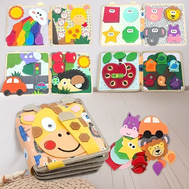 Мягкая развивающая тактильная книга Монтессори набор для развития для детей из фетра -sz