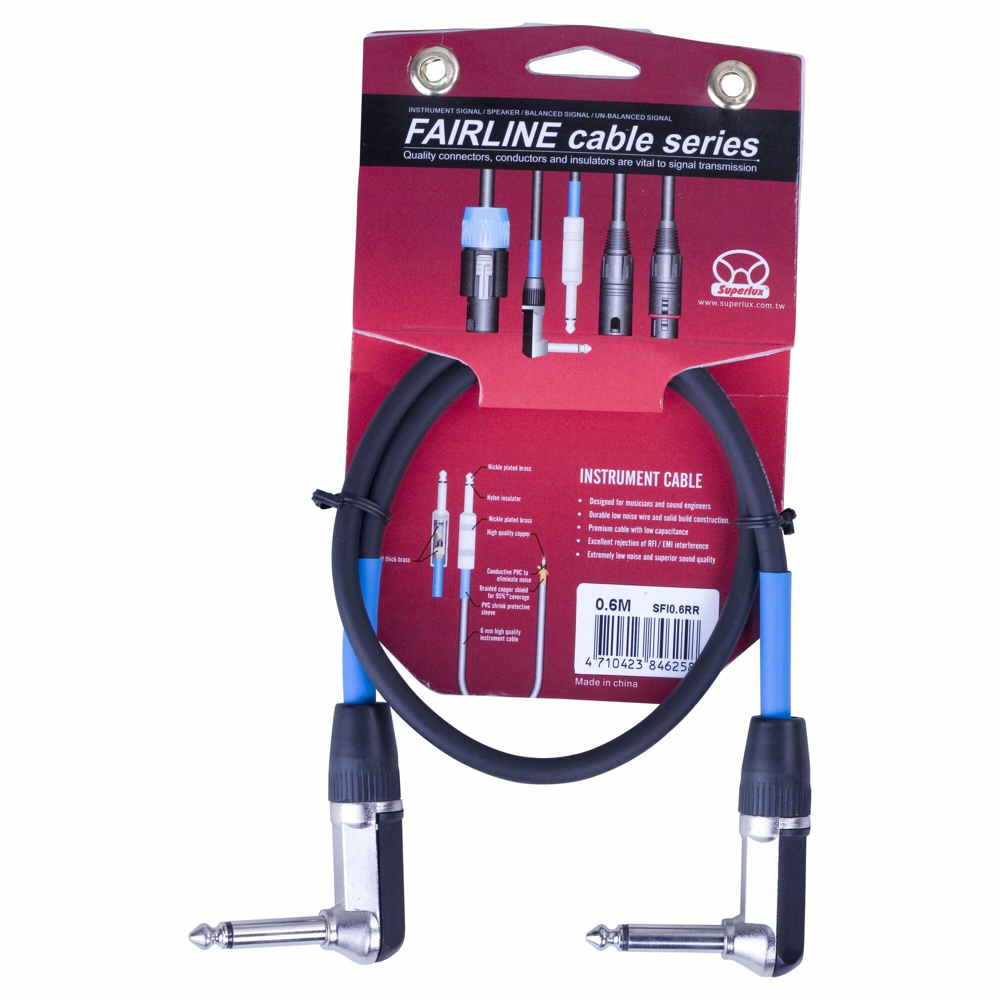 Кабель аудио 1xJack - 1xJack SUPERLUX SFI0.6RR