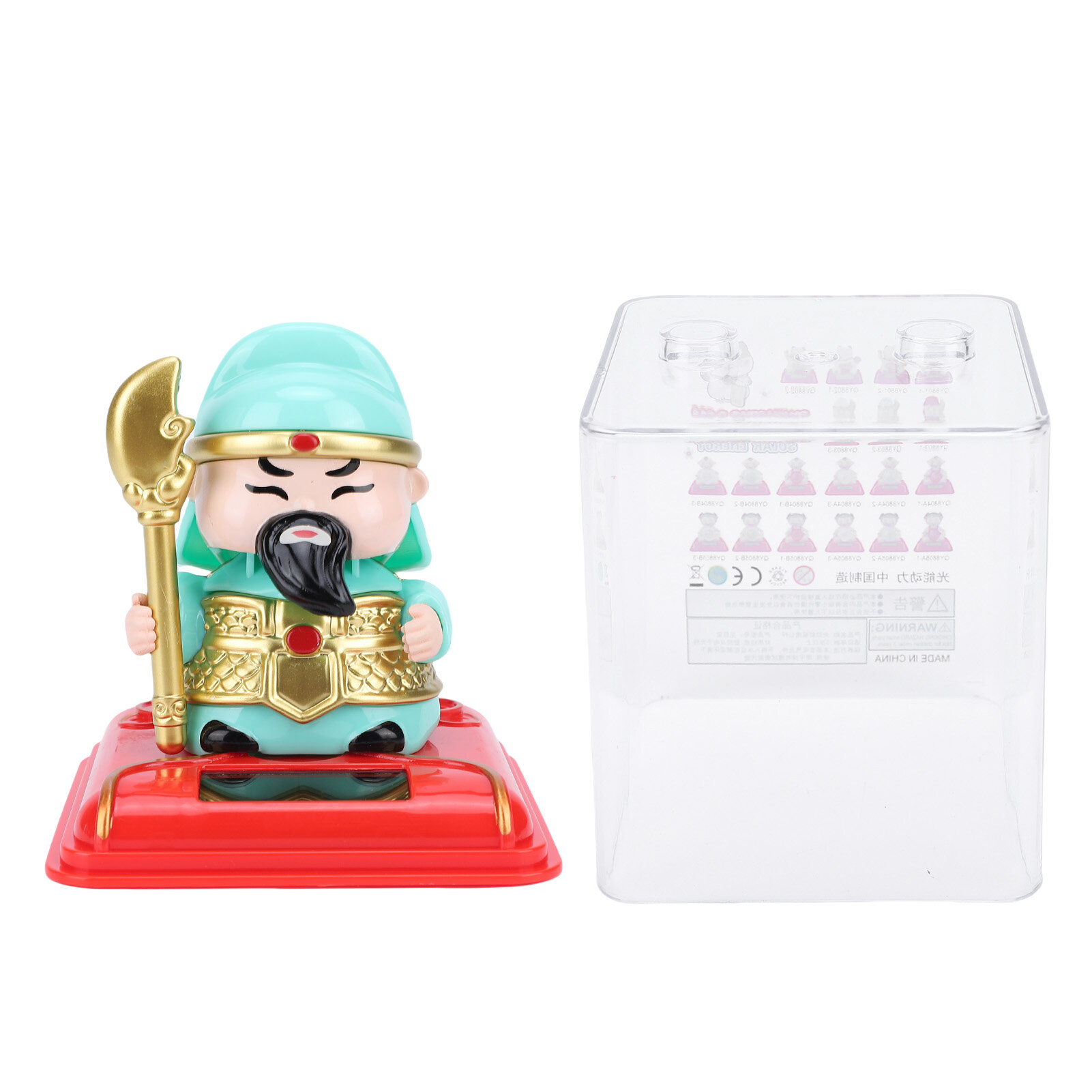 Декоративная статуэтка солнечного Гуань Юя с пылезащитным чехлом, фигурка кивающего гонга, украшение в стиле фэн-шуй, скульптура зеленого цвета.