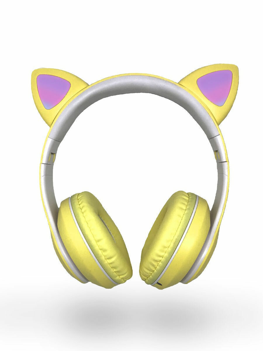 Беспроводные наушники Cat Ear P33M с bluetooth и светящимися кошачьими ушками, желтые