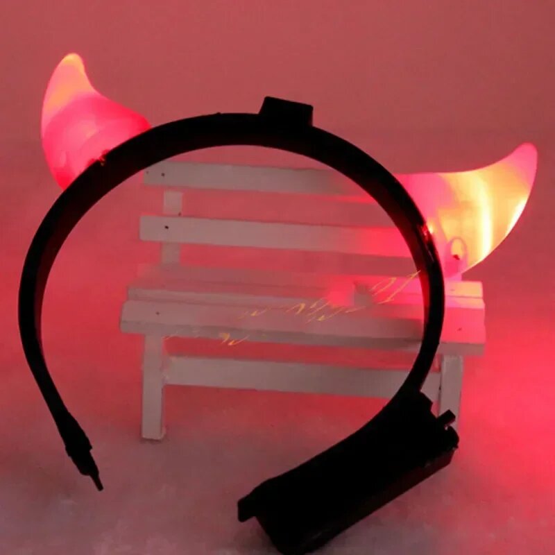 Светящийся рог дьявола headband, розовый, red