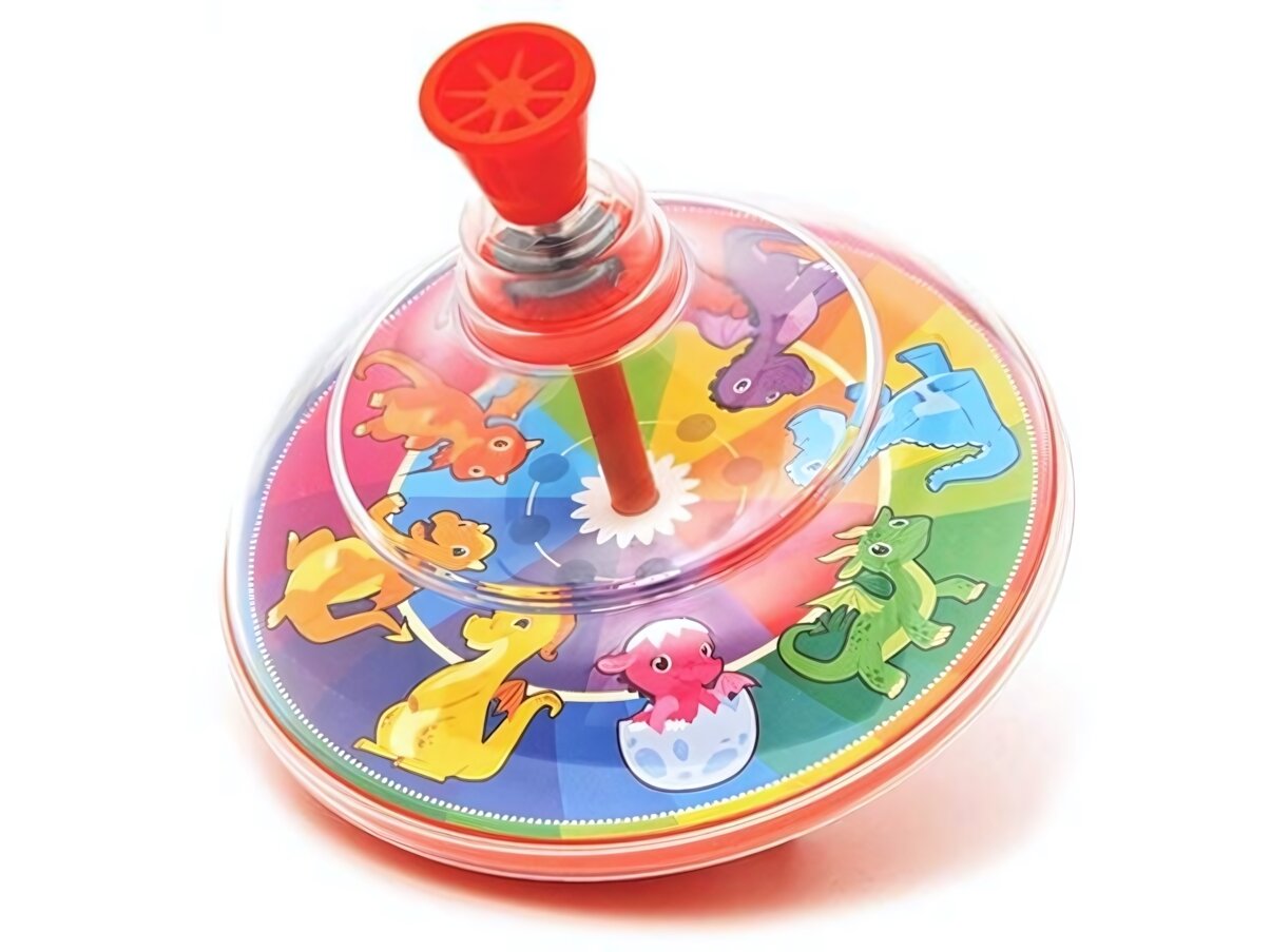 Юла детская "Дракоши" прозрачная, d14,5 см, h16 см, развивающая игрушка для малышей, в сетке