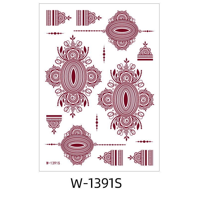 Временная татуировка-наклейка «Коричневое кружево 2025», водостойкий цветочный дизайн, индийская роспись хной, 148*208 мм.