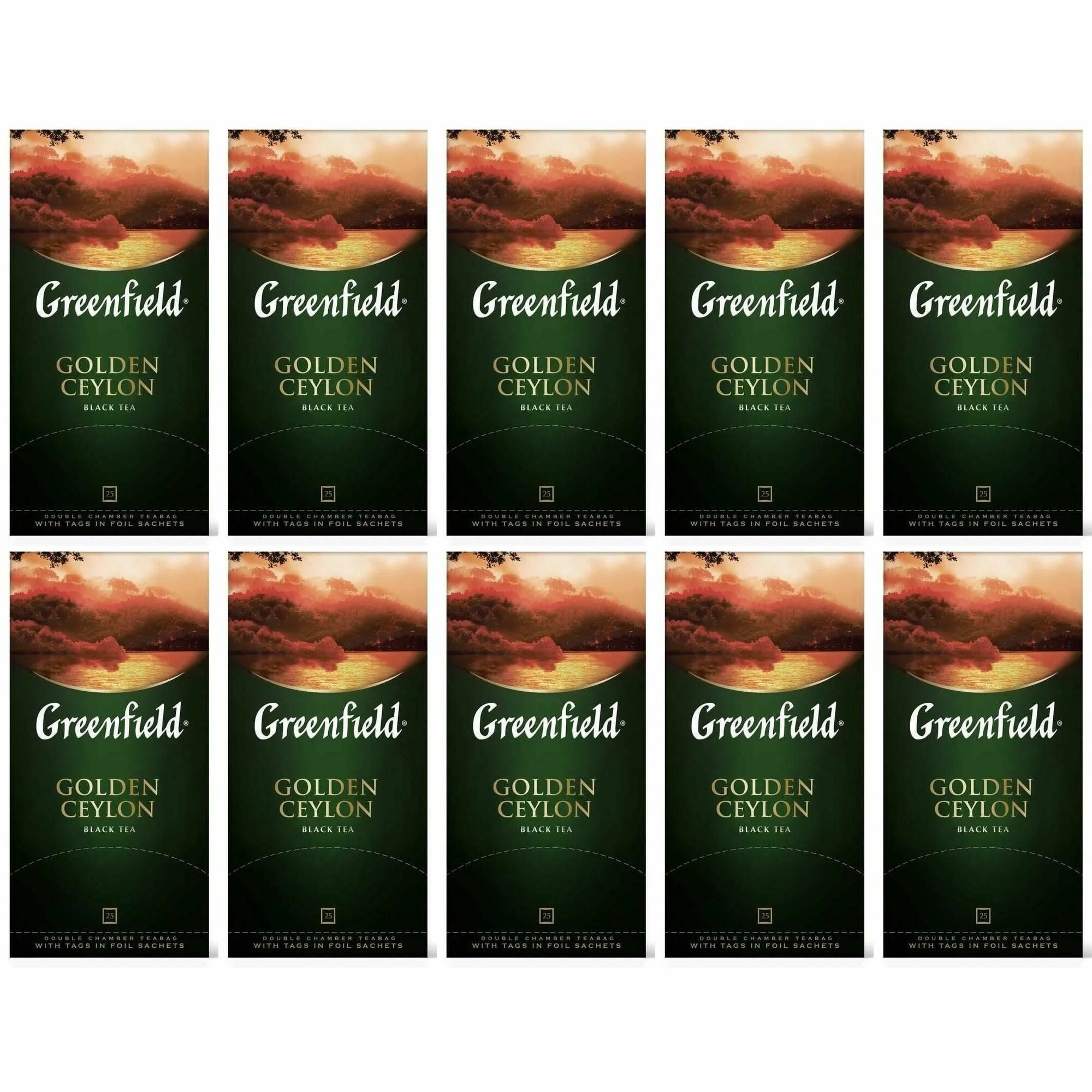 Greenfield Чай черный Golden Ceylon, 2 гр, 25 пакетиков, 10 уп/