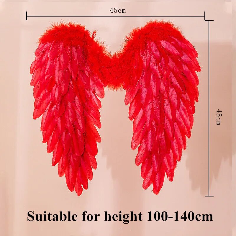 Крылья ангела с перьями MW02 red 45cm